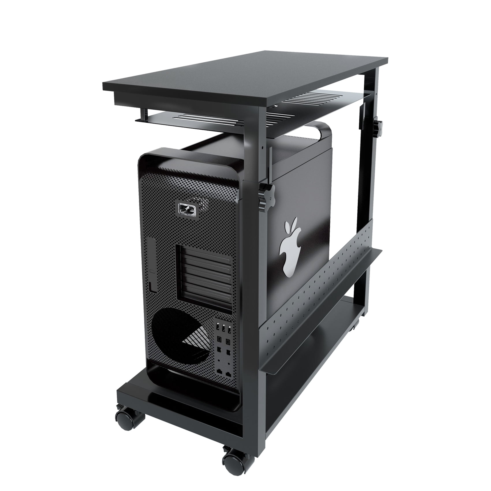 3 Tier Mobile PC Tower Stand, Adjustable Height, Under Desk Mounting ...