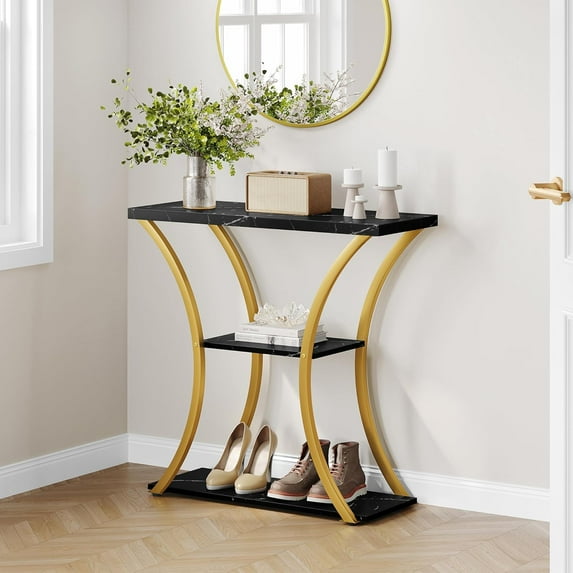 3 Tier Console Table with Open Shelves, Decorative Entryway Table with ...