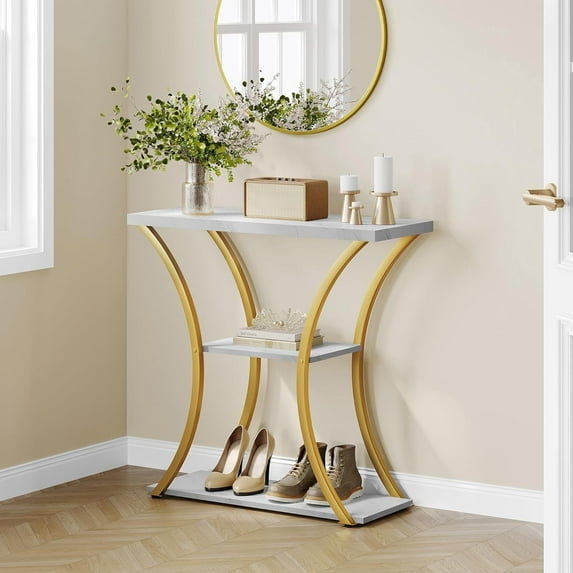 3 Tier Console Table with Open Shelves, Decorative Entryway Table with ...