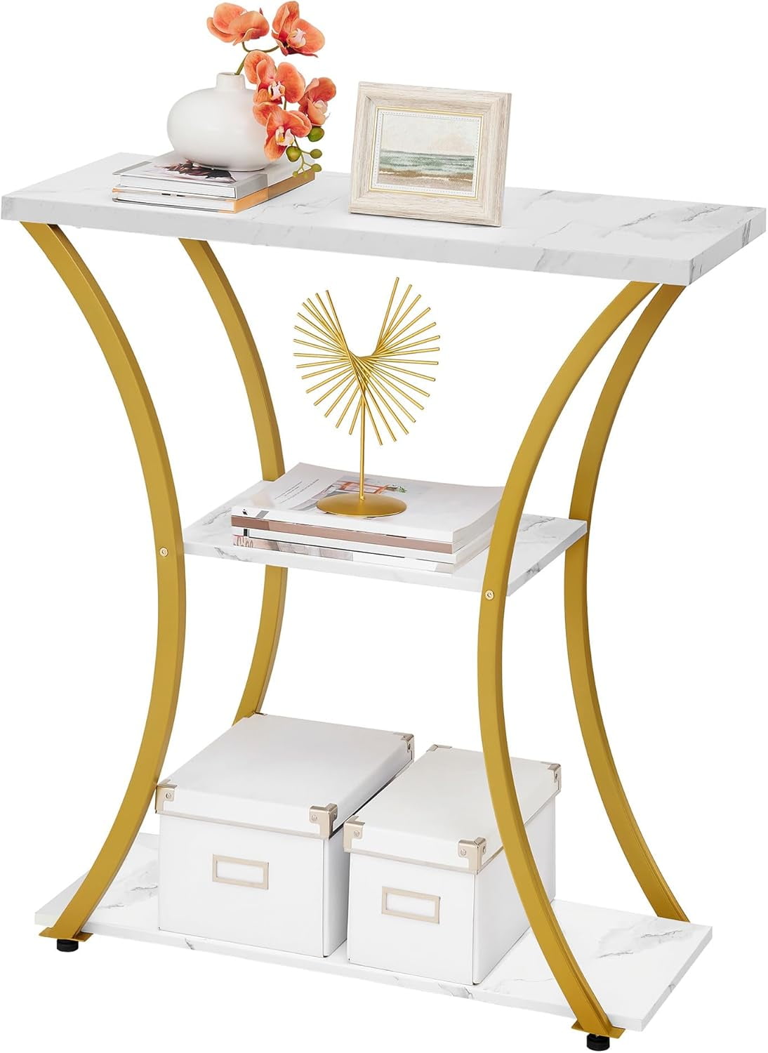 3 Tier Console Table with Open Wood Shelves, Decorative Entryway Table ...