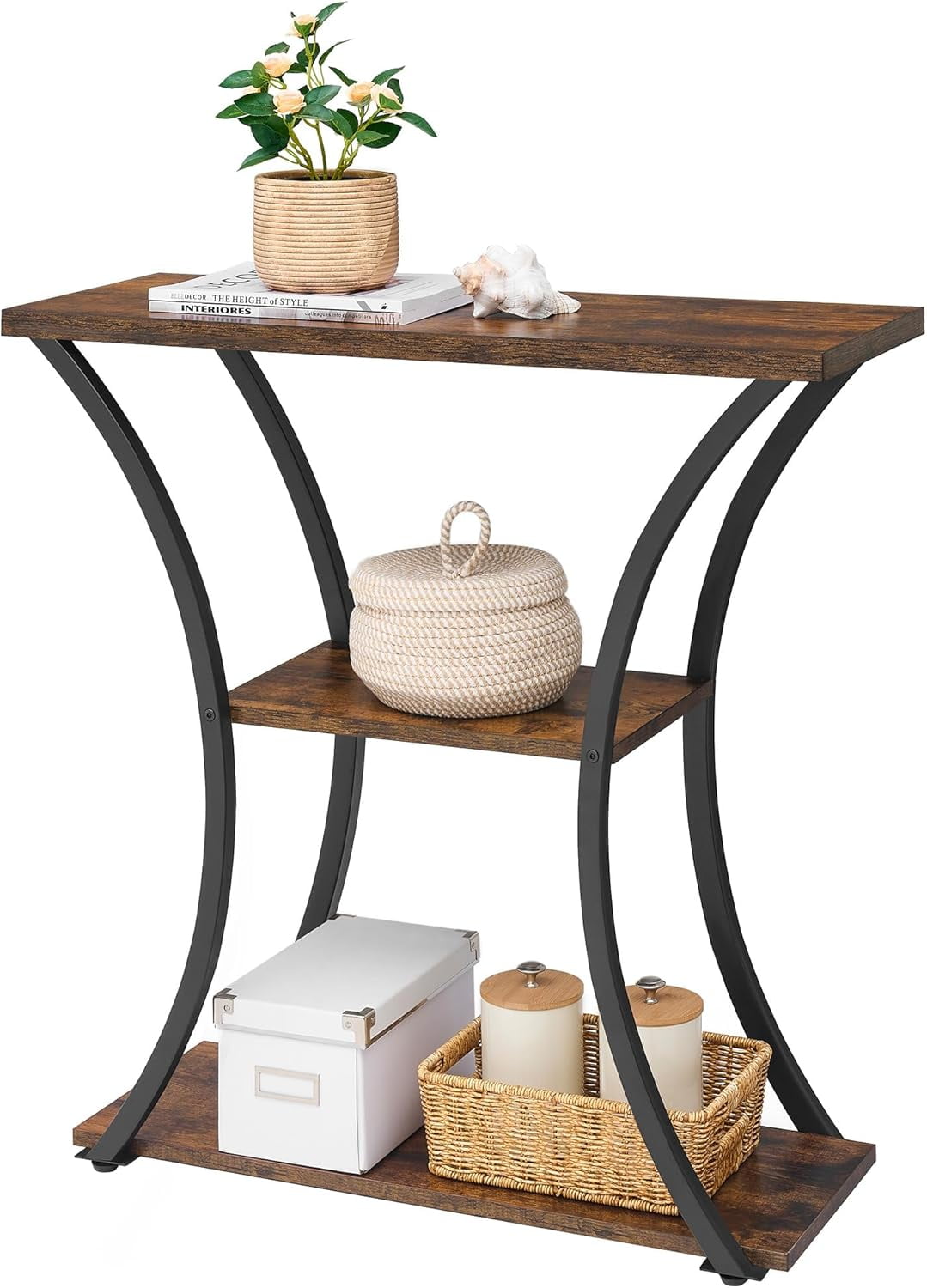 3 Tier Console Table with Open Wood Shelves, Decorative Entryway Table ...