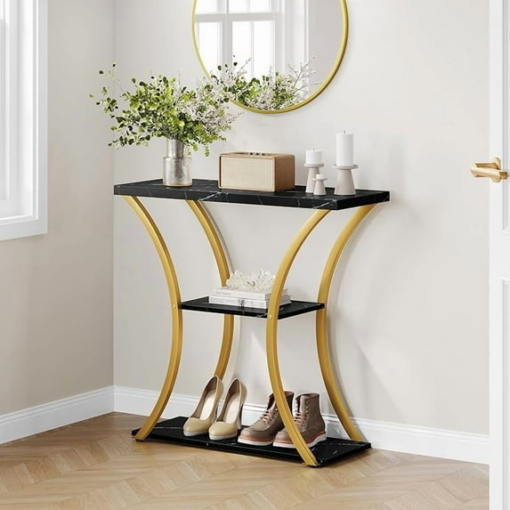 3 Tier Console Table with Open Wood Shelves, Decorative Entryway Table ...
