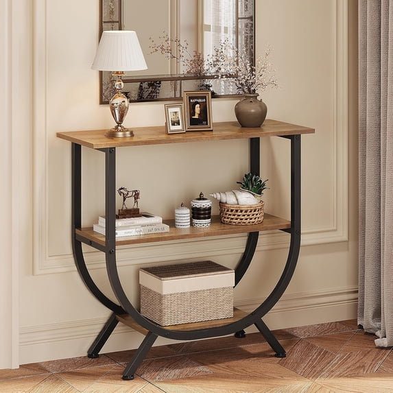 3 Tier Console Table with Storage 30" Height Entryway Table with Open ...