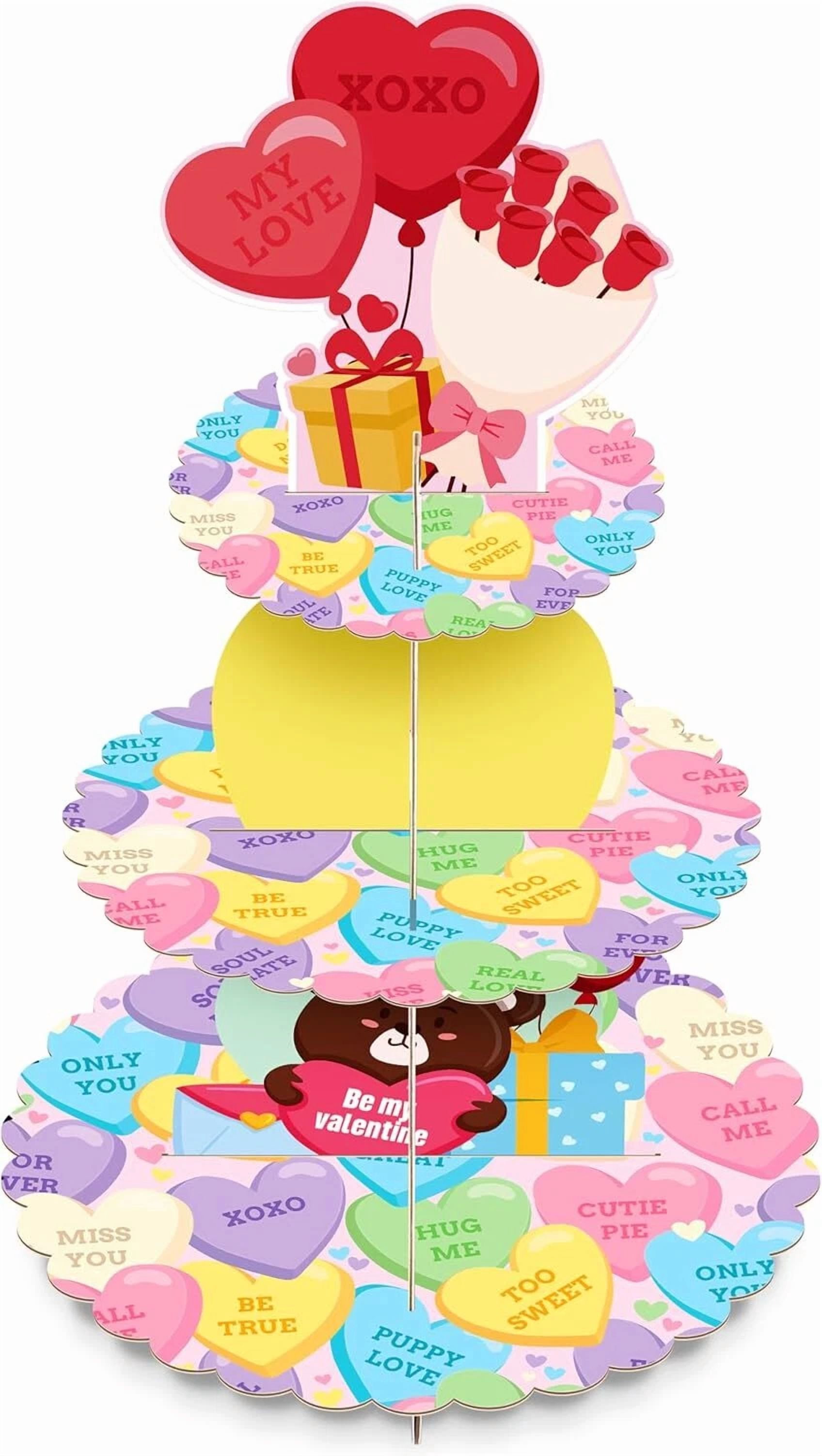 3 Tier Conversation Hearts Candy Cupcake Stand Cute Bear Diy Cake Stand ...