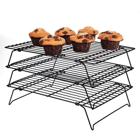 A Akraf 3-Tier Stackable Cooling Rack Baking Shelf for Bread Cakes ...