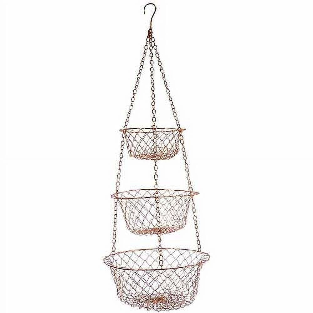 3-Tier Copper Kitchen Hanging Fruit Baskets for Stylish Storage Decor ...