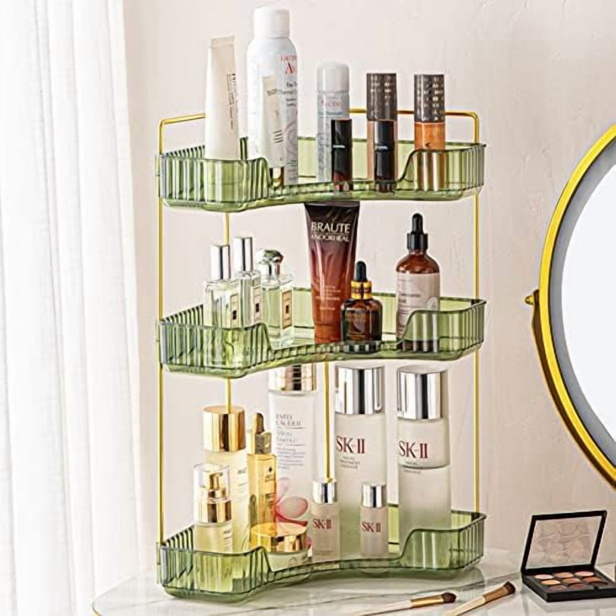3-Tier Corner Bathroom Counter Organizer – Classic Storage Shelf for ...