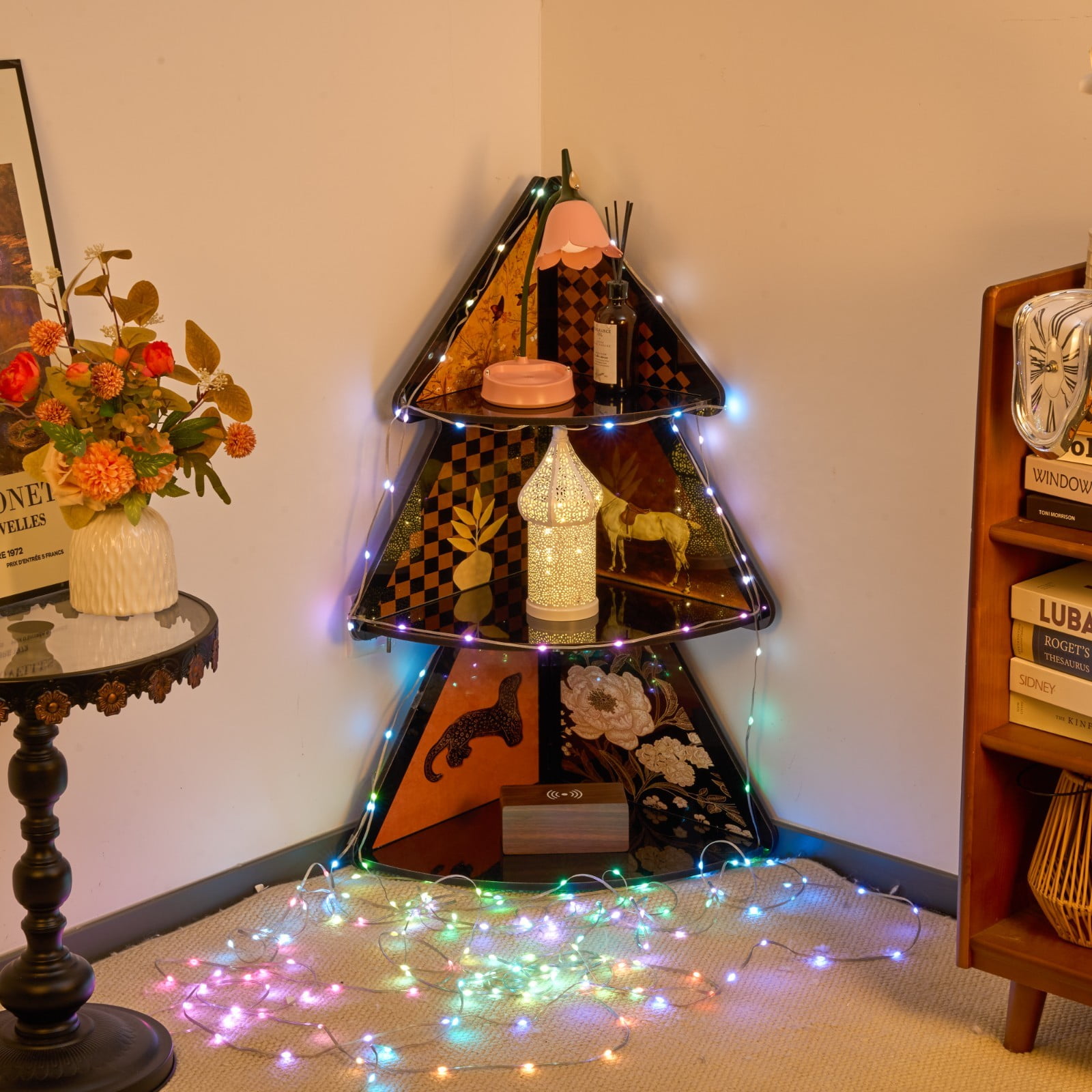 3-Tier Corner Christmas Tree Shelf – Space-Saving Holiday Display Stand ...