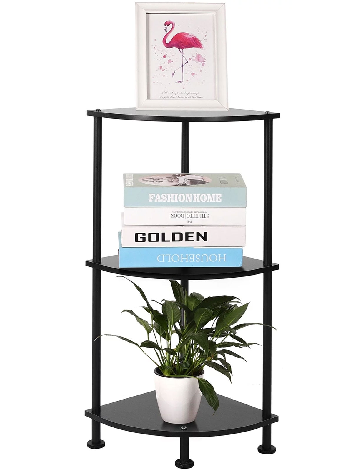 Casacomfy 3-Tier Corner Display Rack, Black Metal Storage Shelf for ...