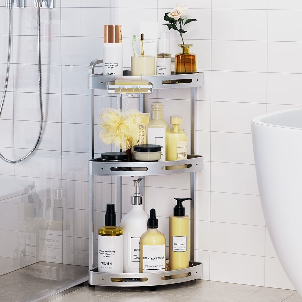 Corner Shower Caddy Standing - 3 Tier Acrylic Shower Organizer with ...