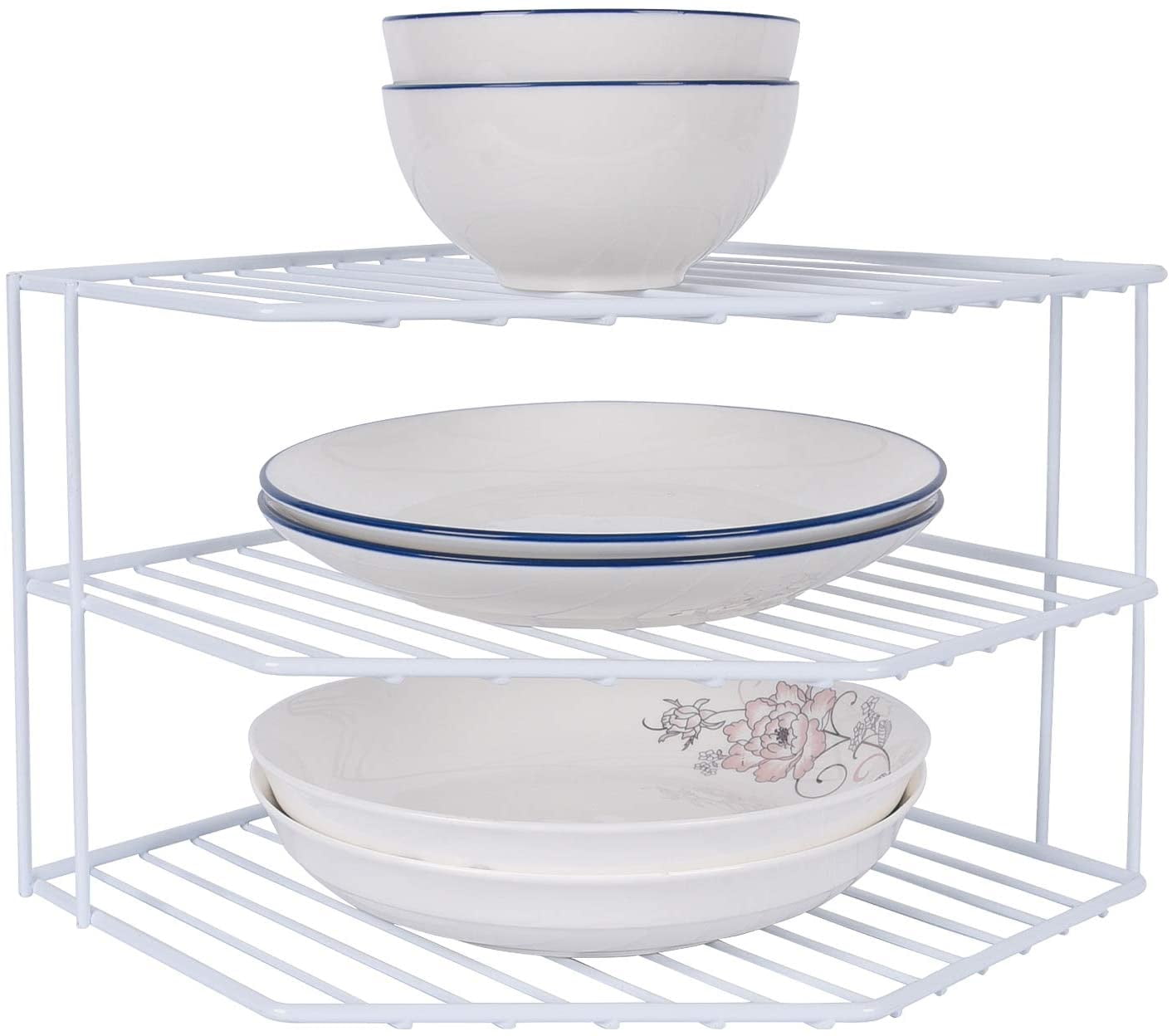 3-Tier Corner Shelf Counter and Cabinet Organizer - Steel Metal Wire ...