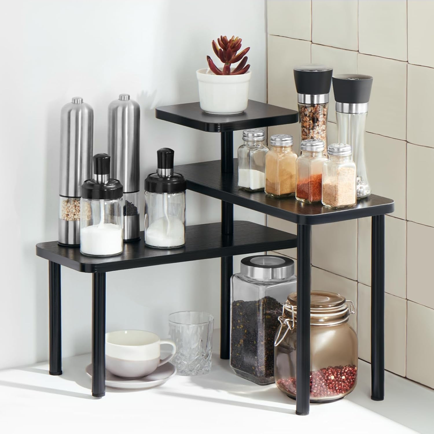 3 Tier Corner Shelf Kitchen Organizer, Bathroom Storage Display ...