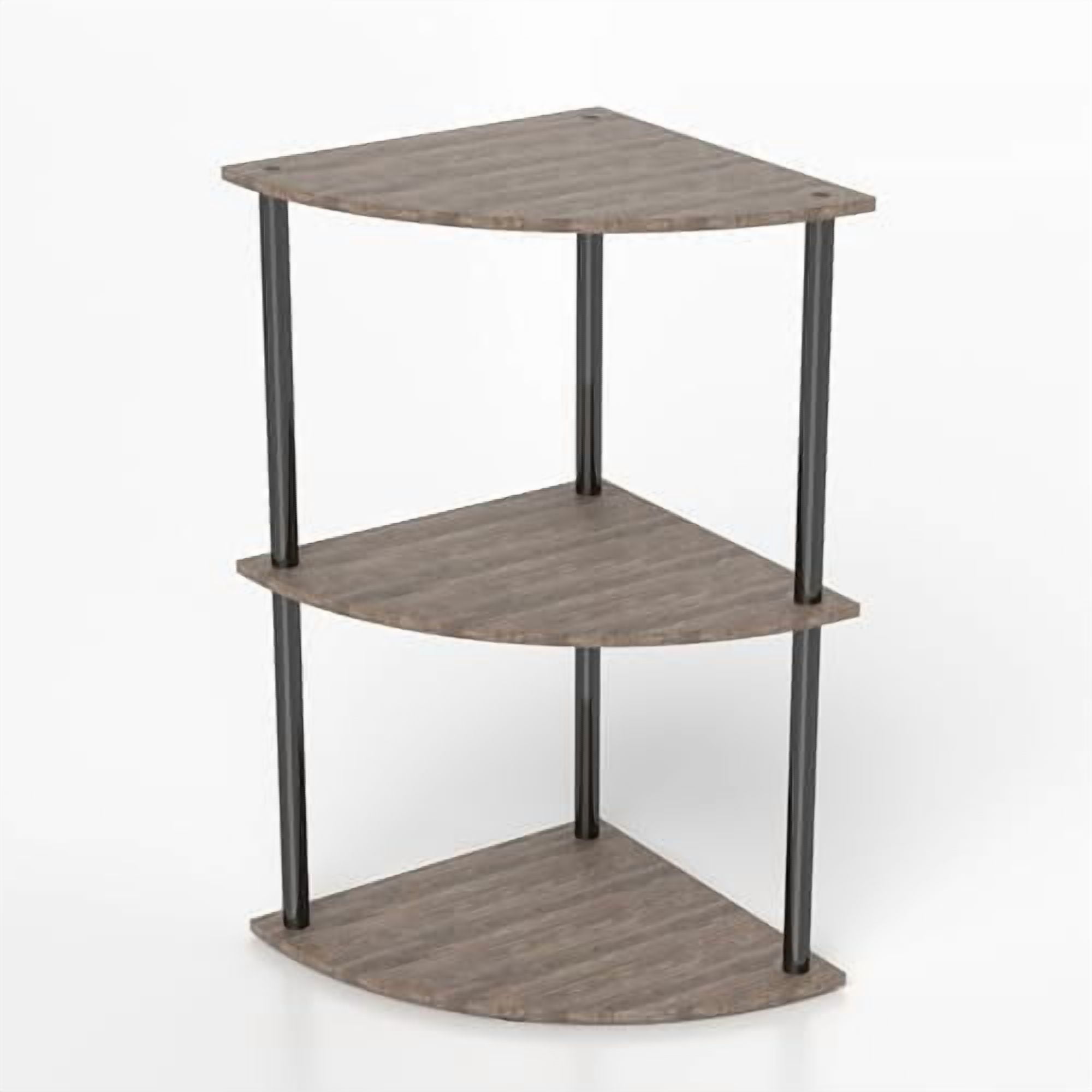 3-Tier Corner Shelf Stand, Rustic Wood and Metal Corner Display Rack ...