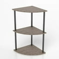 3-Tier Corner Shelf Stand, Rustic Wood and Metal Corner Display Rack ...