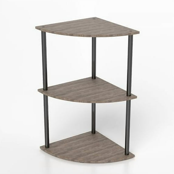 3-Tier Corner Shelf Stand, Rustic Wood and Metal Corner Display Rack ...
