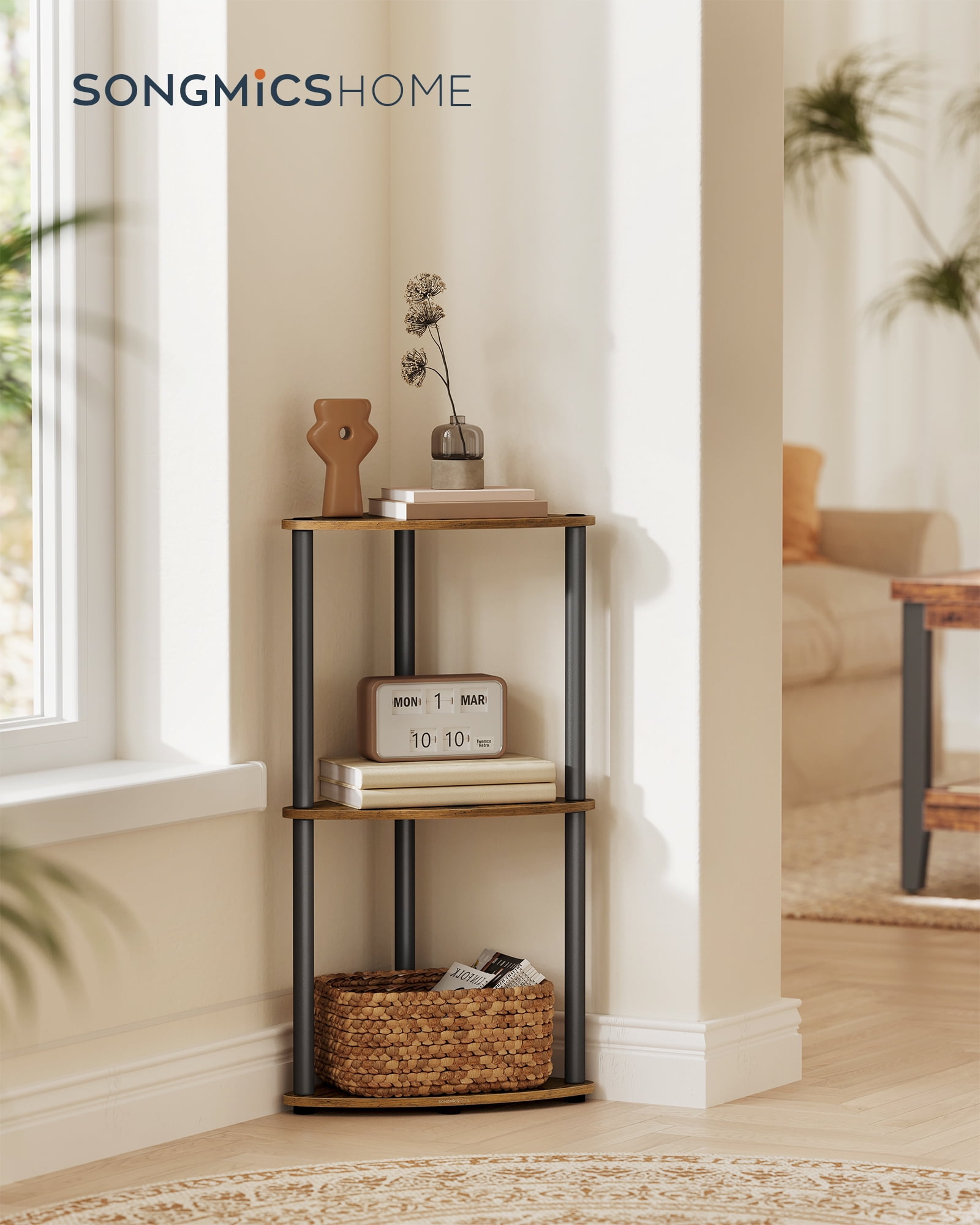 3-Tier Corner Shelf Stand, Superfast Toolless Assembly, Space-Saving ...