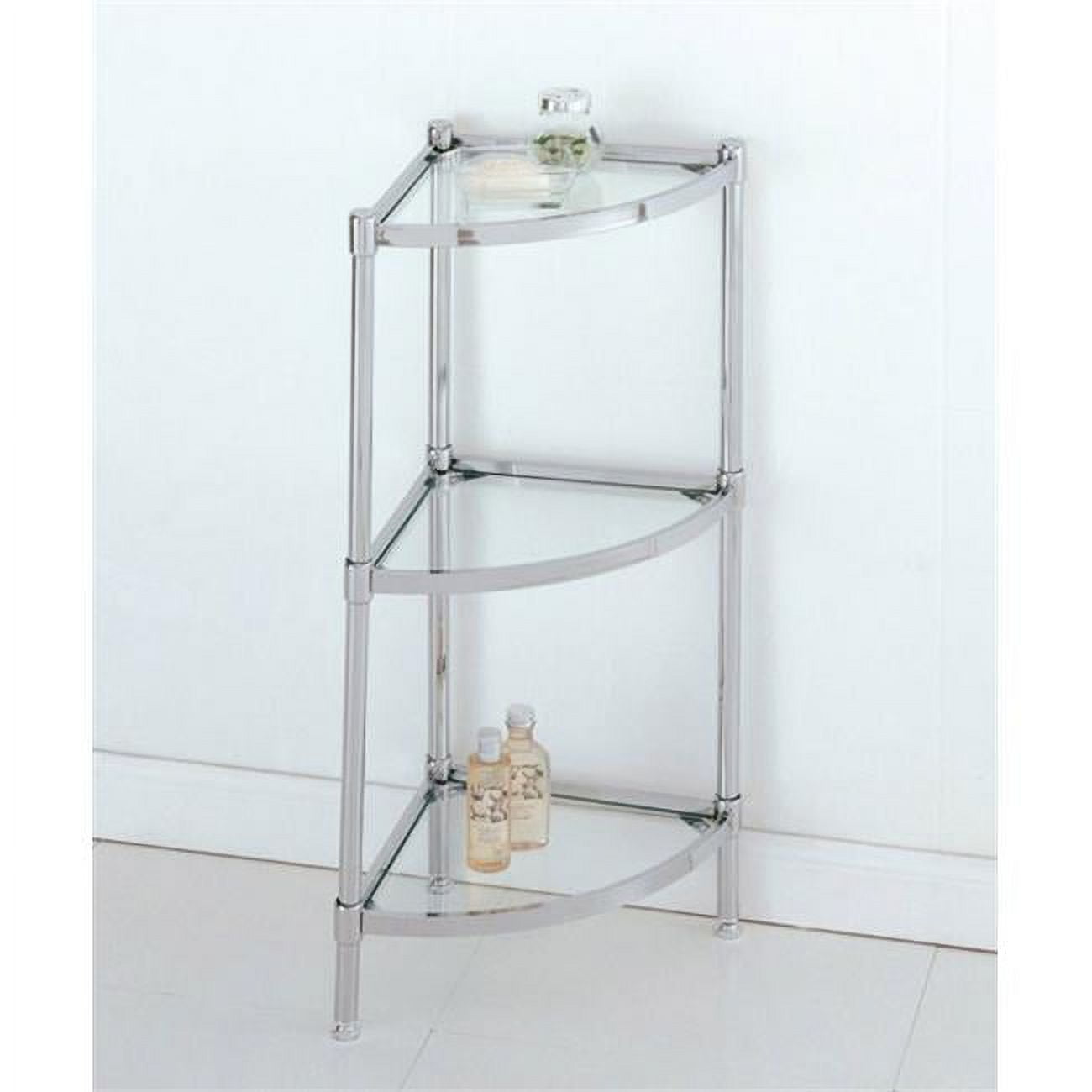 Glacier 3 Tier Corner Shelf, Space-Saving Storage, Tempered Glass ...