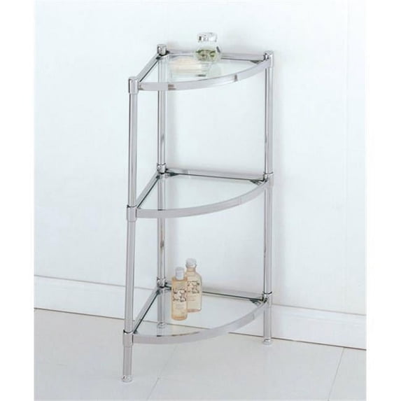 Glacier 3 Tier Corner Shelf, Space-Saving Storage, Tempered Glass ...