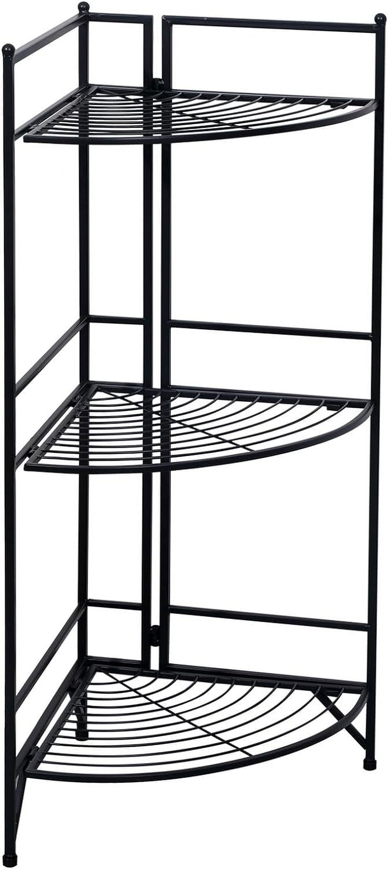 3 Tier Corner Shelves Folding Metal Shelving Heavy Duty Standing Shelf ...
