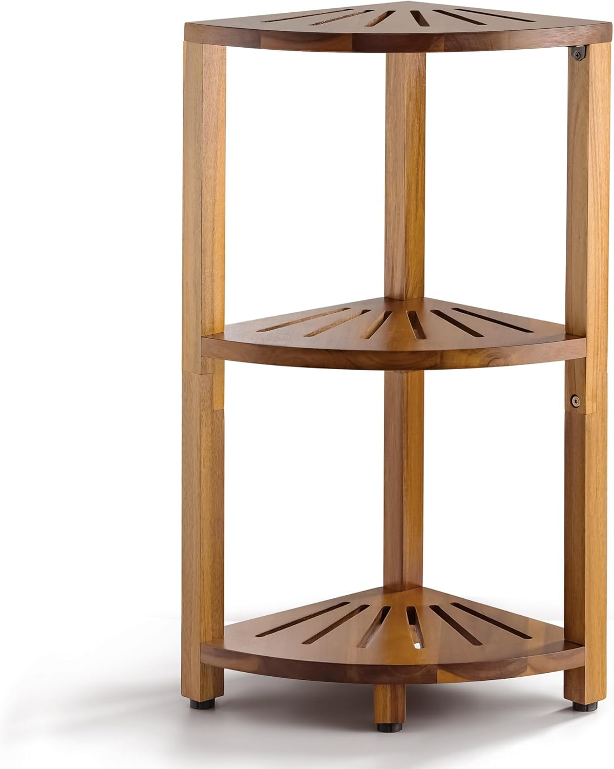 3-Tier Corner Shower Caddy Stand, Wood Shower Organizer Standing with ...