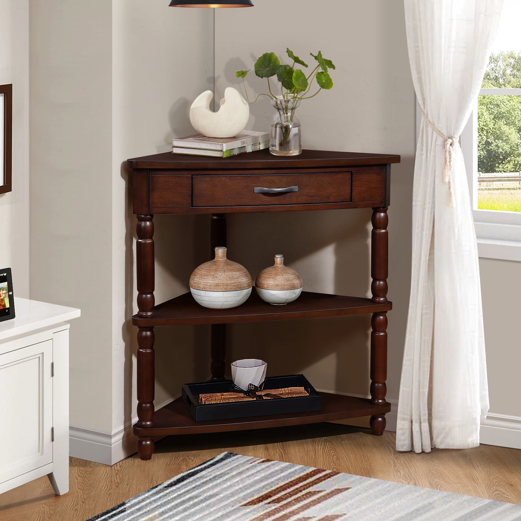 3-Tier Corner Table | Store Books, Cups and More in Small Areas | High ...