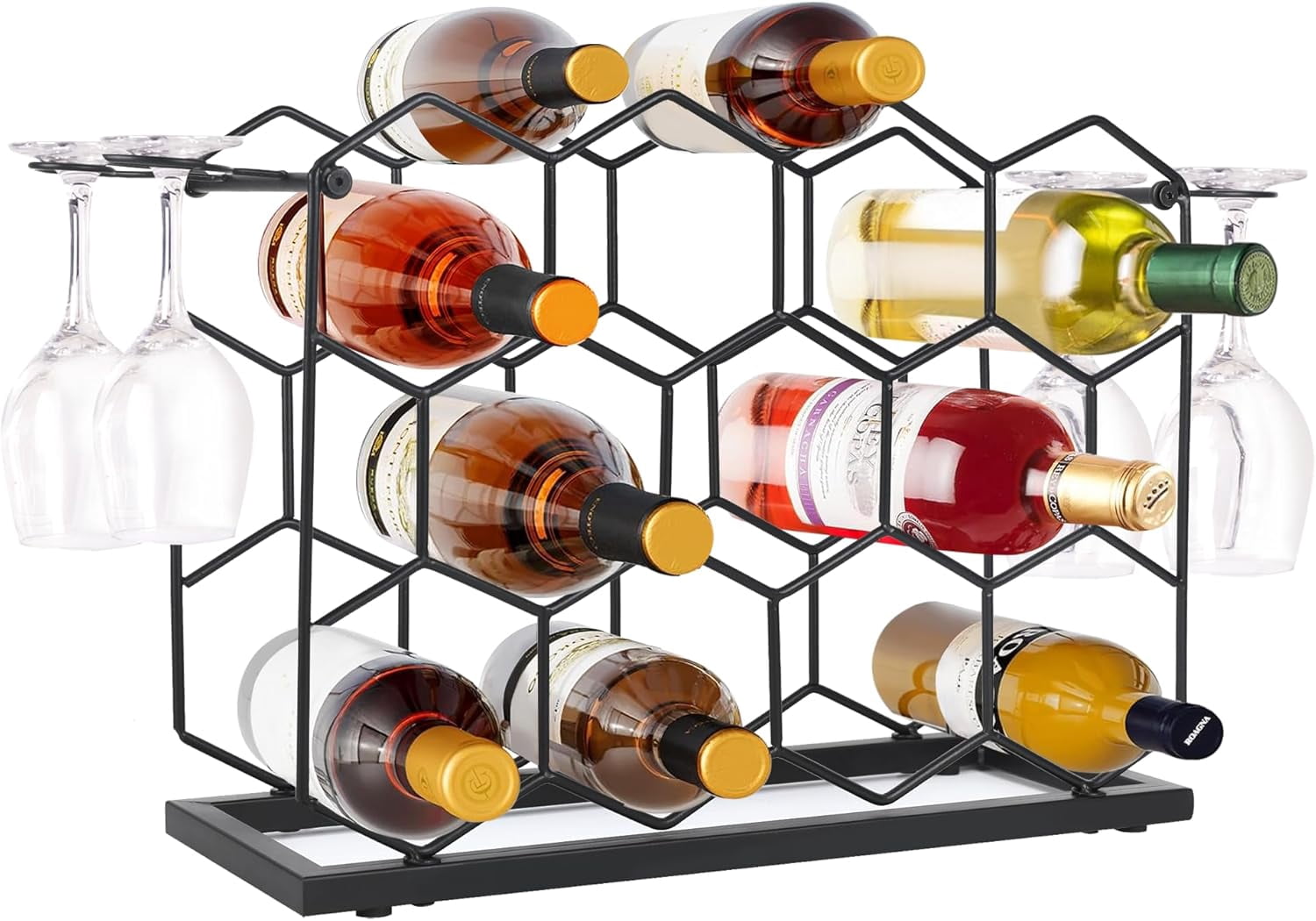 "3-Tier Countertop Wine Rack - Holds 14 Bottles, Freestanding Modern ...