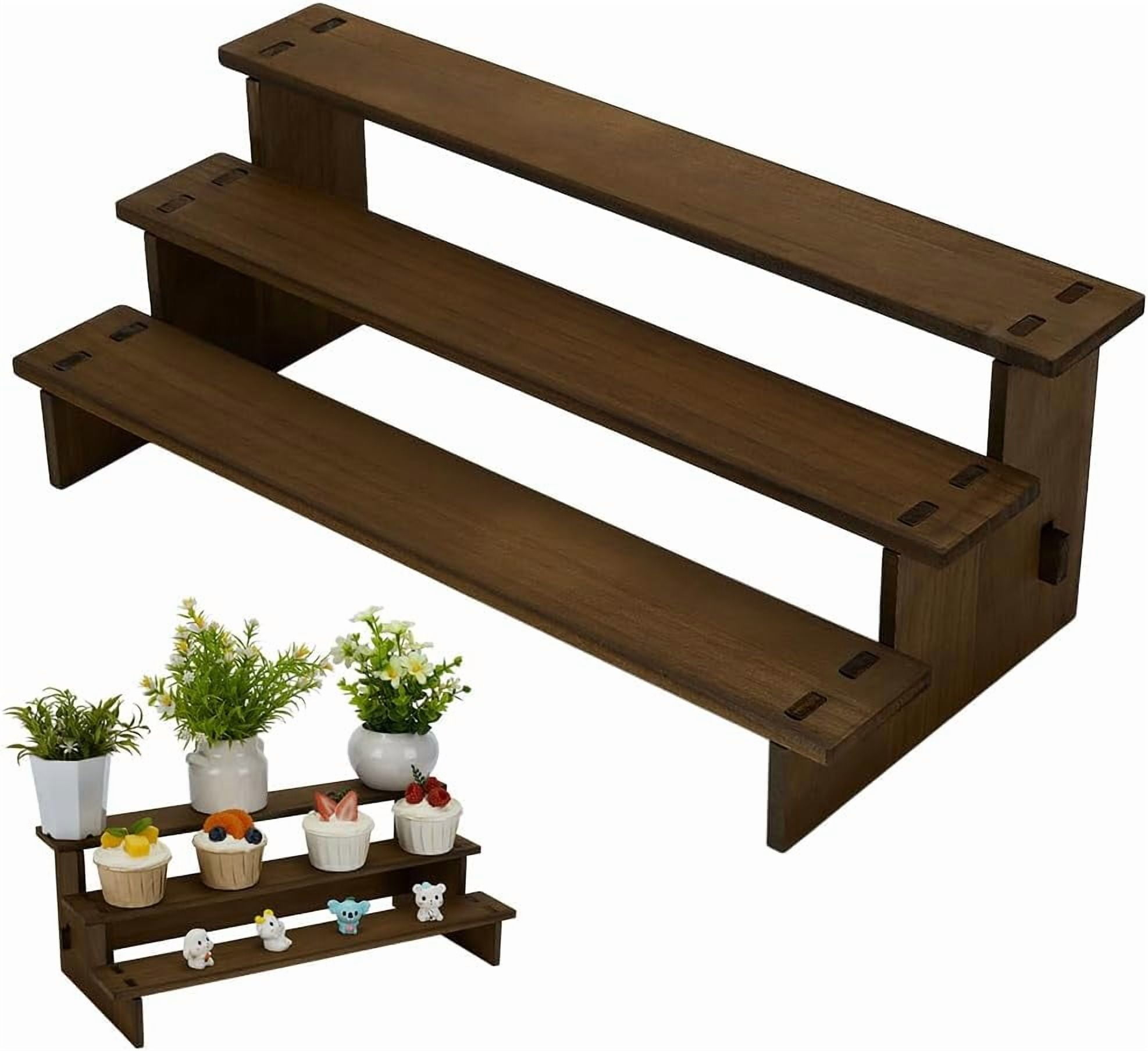 3 Tier Cupcake Display Stand 15.75x7.2x5.3inch Wooden Rectangle Dessert ...