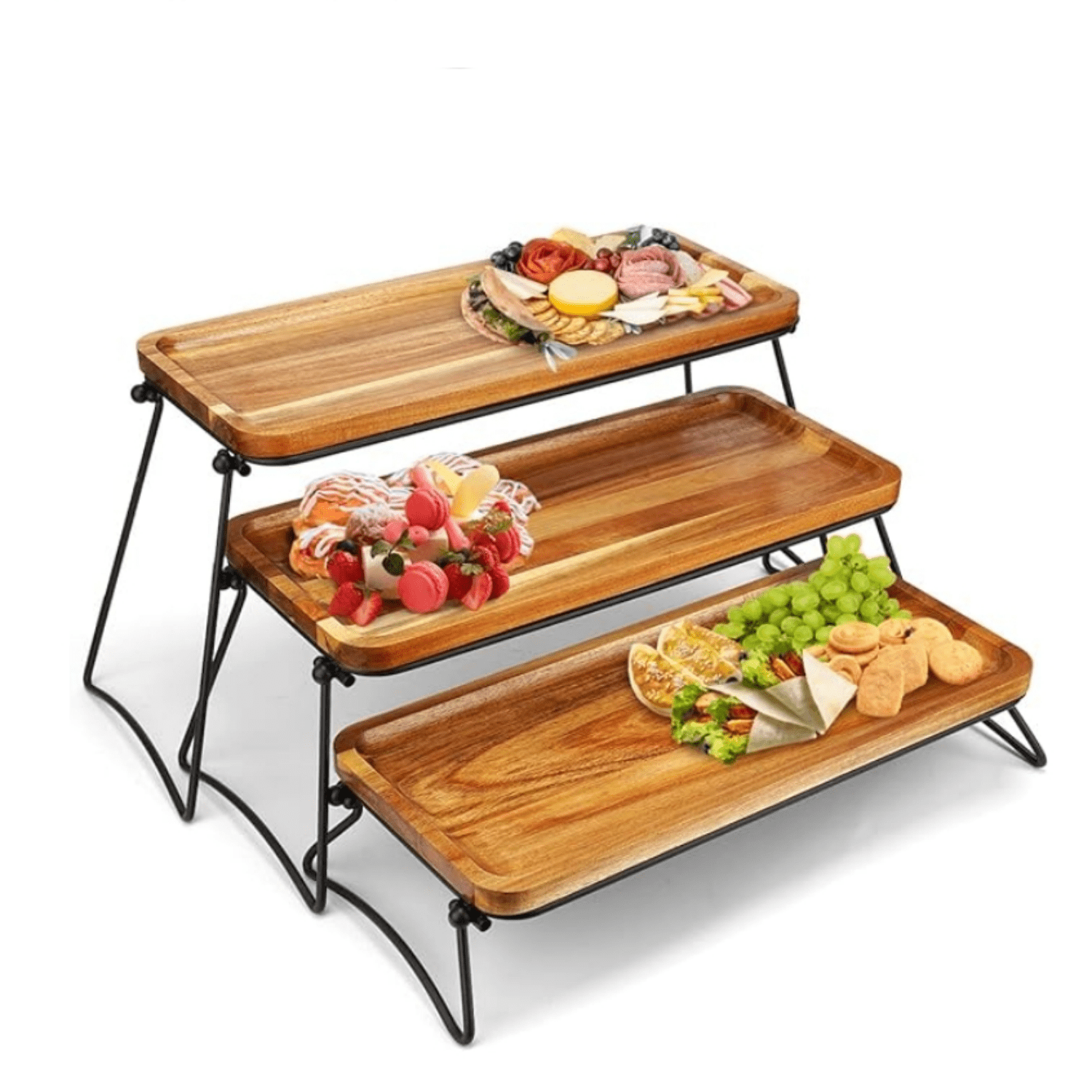 3 Tier Cupcake Stan an Towers Serving Tray for Party, Acacia den ...