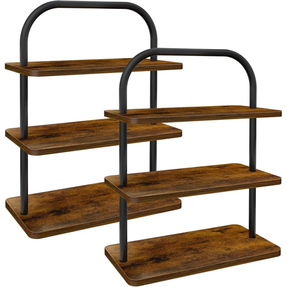 3 Tier Cupcake Stand 2 PACK Wooden Metal Cupcake Stand Reusable Cupcake ...