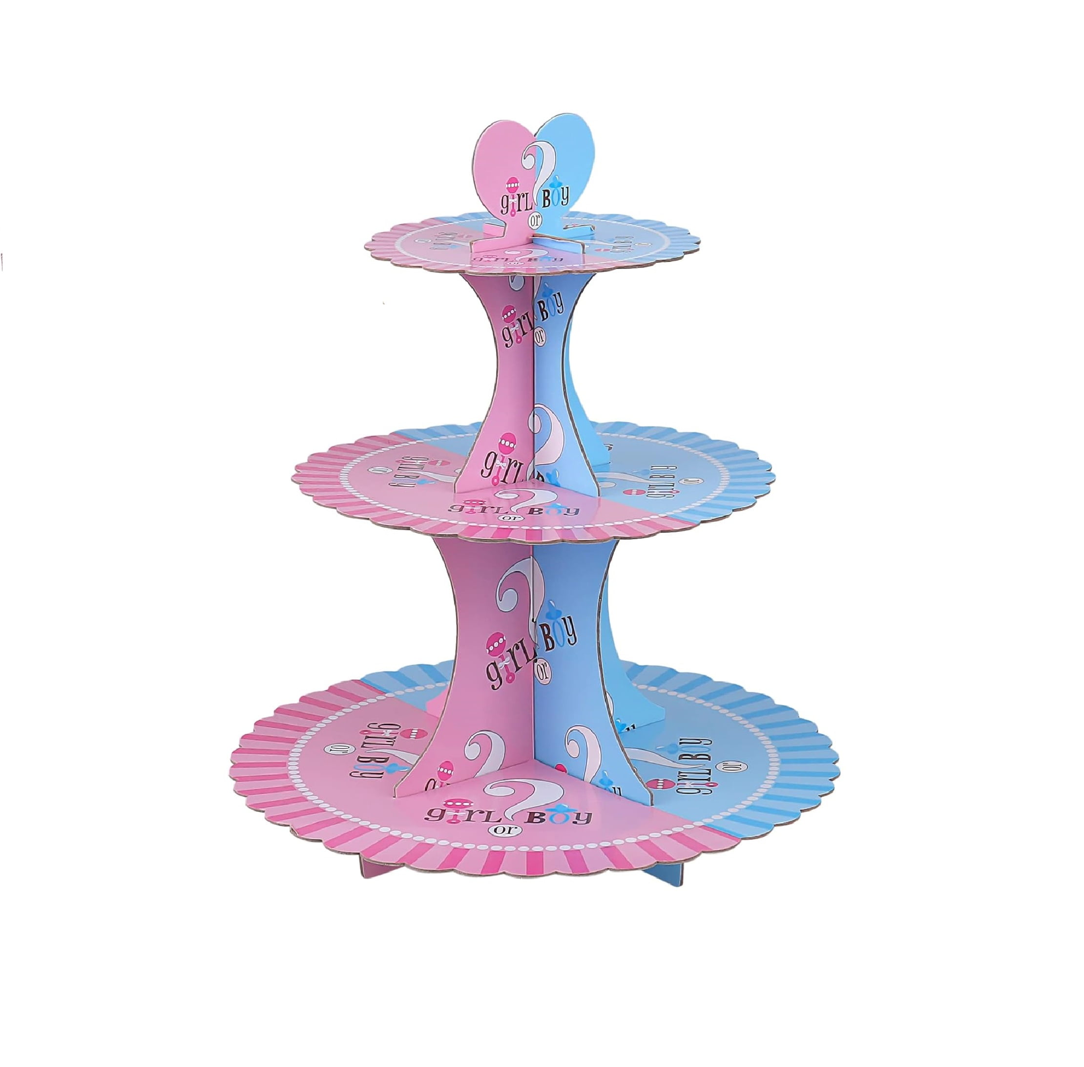 3-Tier Cupcake Stand Gender Reveal Dessert Holder Tower Decorations ...