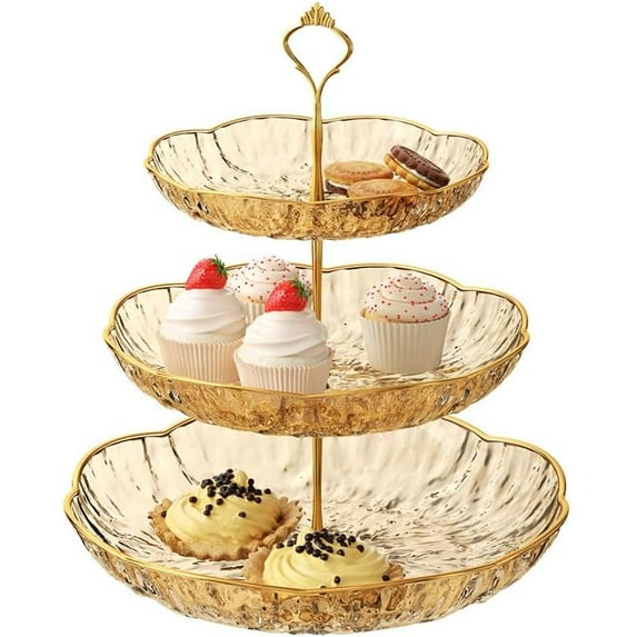 3 Tier Cupcake Stand, Plastic 3 Tiered Serving Stand, Dessert Tower ...