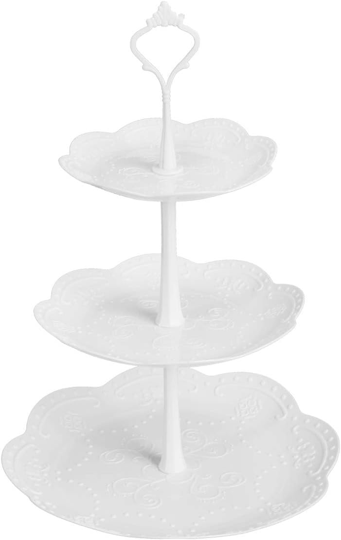 3 Tier Cupcake Stand, Plastic Tiered Serving Stand, Dessert Tower Tray ...