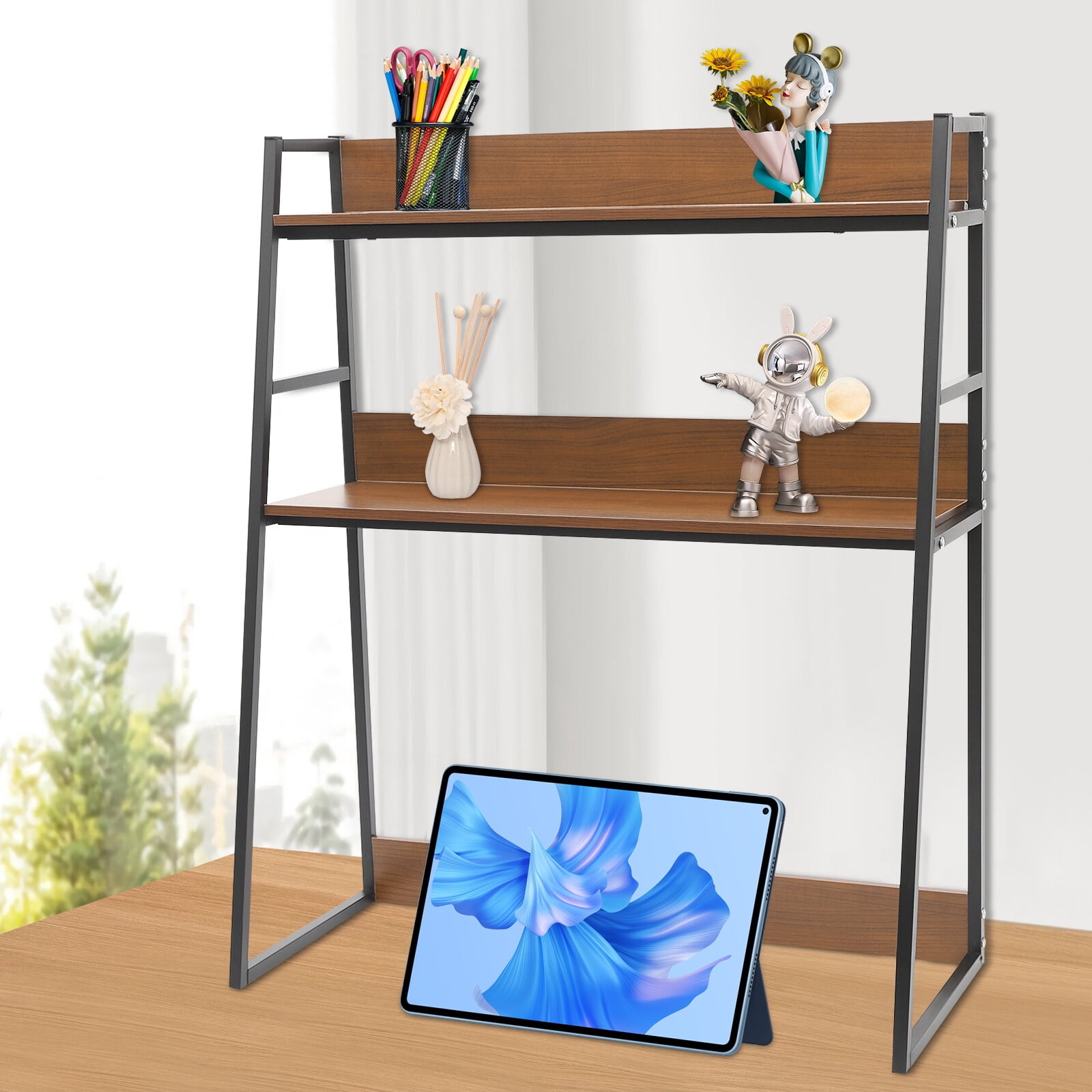 3-Tier Desktop Bookshelf, Desk Organizer, Office Shelves Dormitory ...