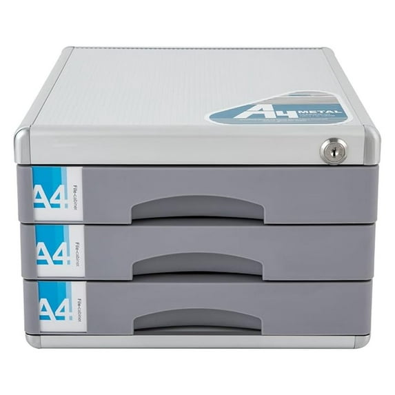 3 Tier Desktop Drawer Organizer Aluminum Alloy File Organizer with Lock ...
