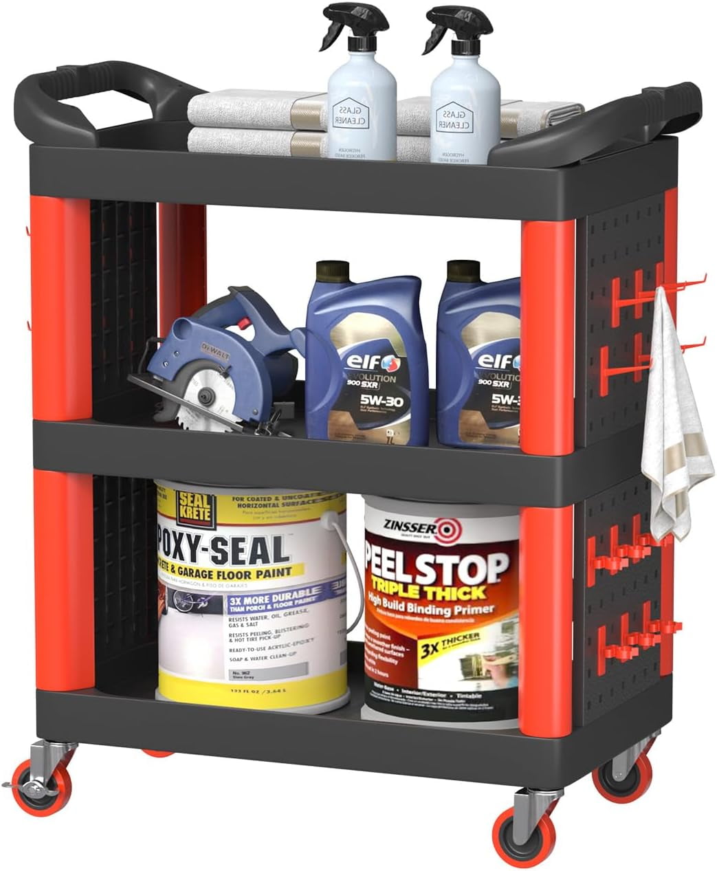 3 Tier Detailing Cart with Wheels,Service Rolling Utility Carts,Car ...