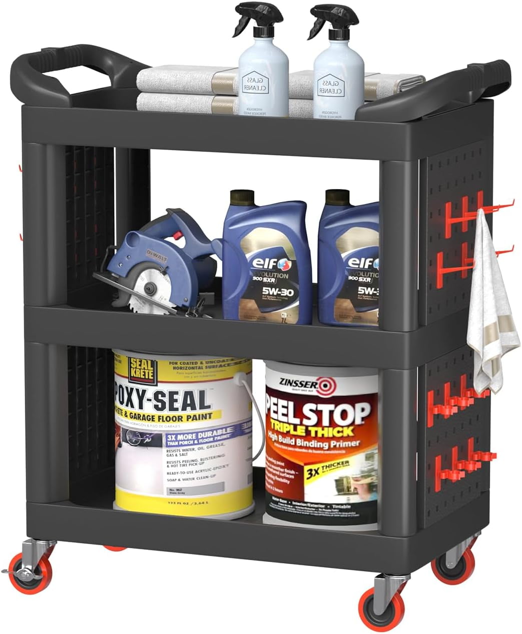 3 Tier Detailing Cart with Wheels,Service Rolling Utility Carts,Car ...