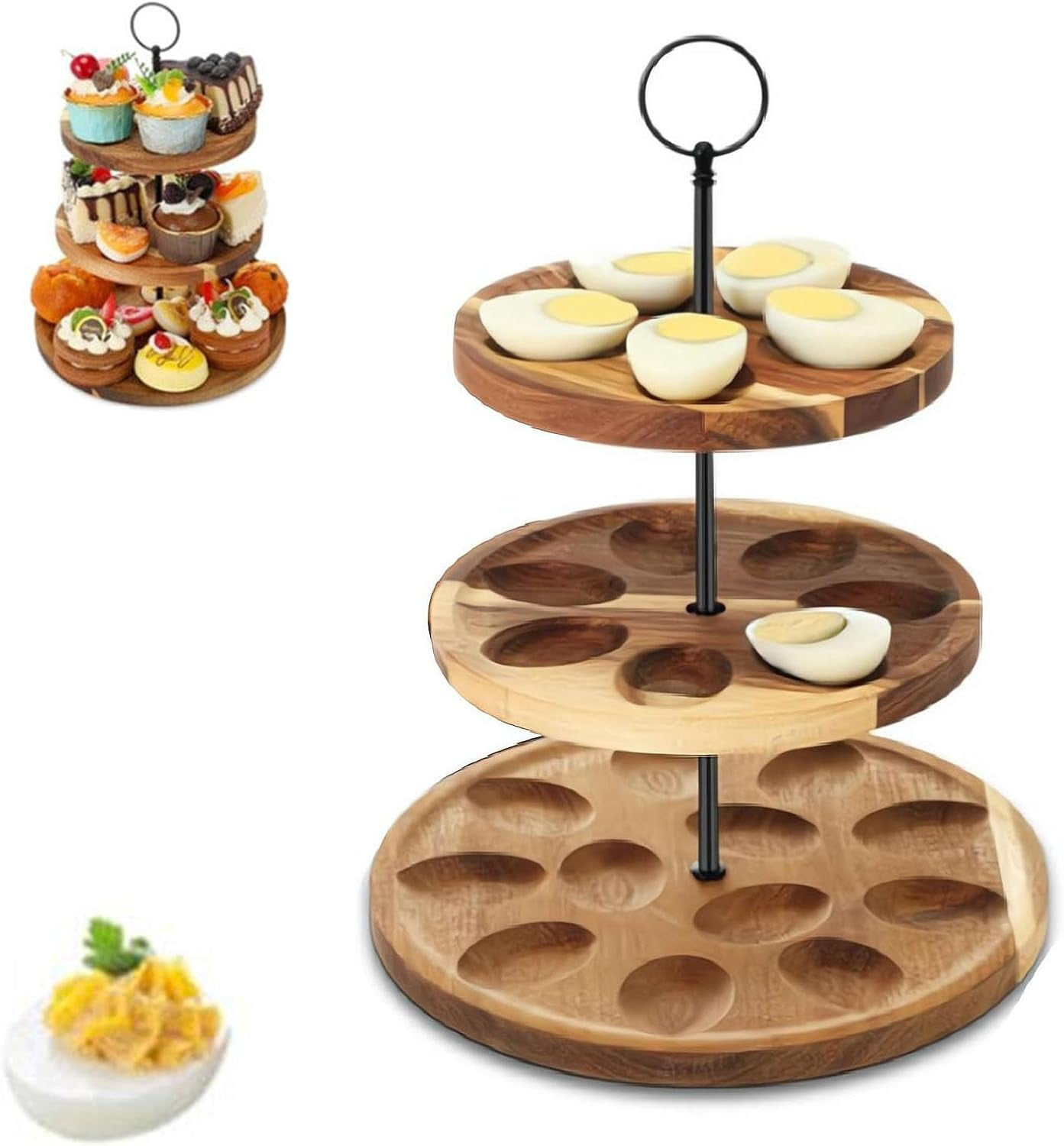 3 Tier Deviled Egg Platter,Portable Egg Tray Deviled Egg Containers ...