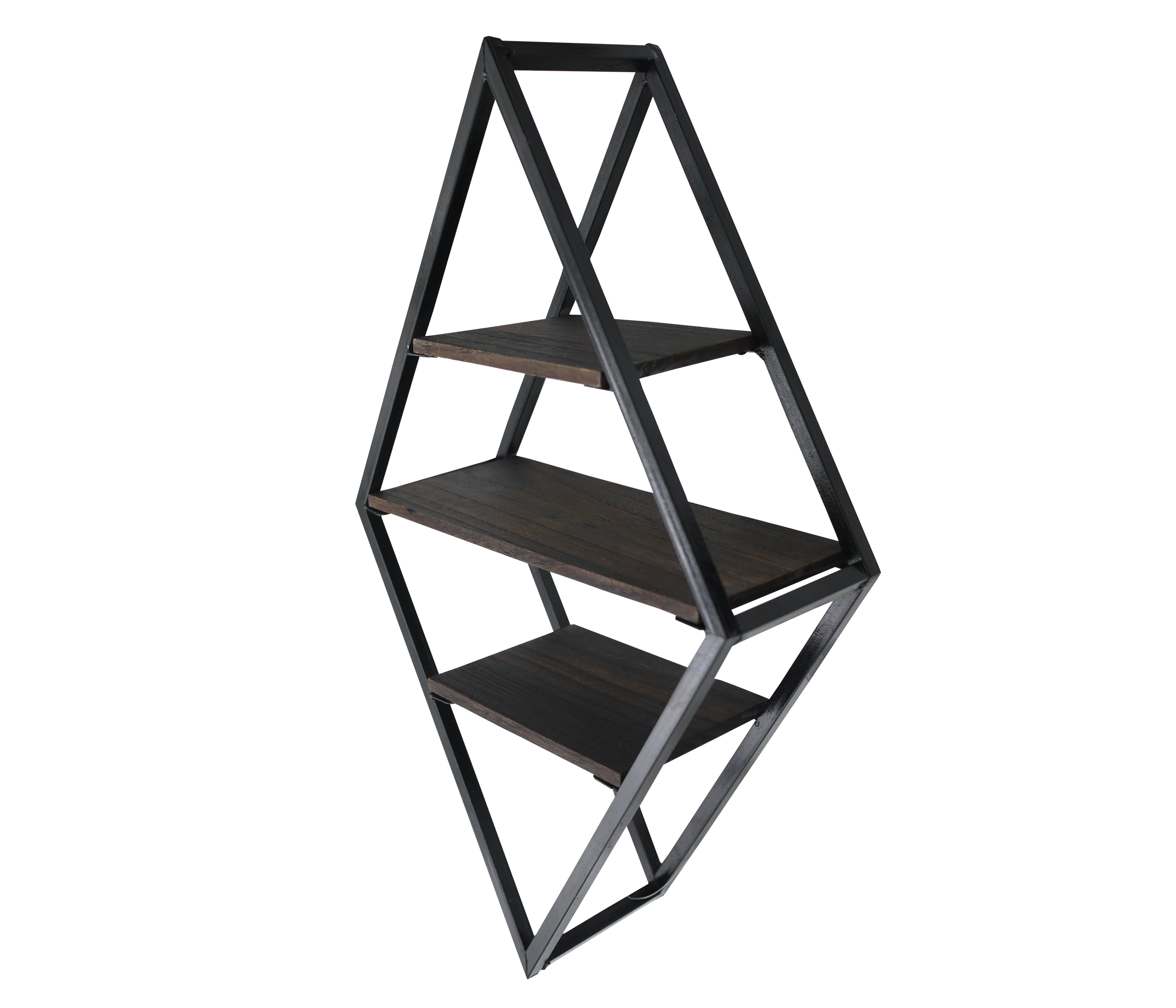 3 Tier Diamond Matte Black Metal Display Shelf, Wall Mounted Diamond ...