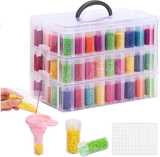 3-Tier Diamond PaintingTRDN Storage Container, 150 Slots Portable Bead ...
