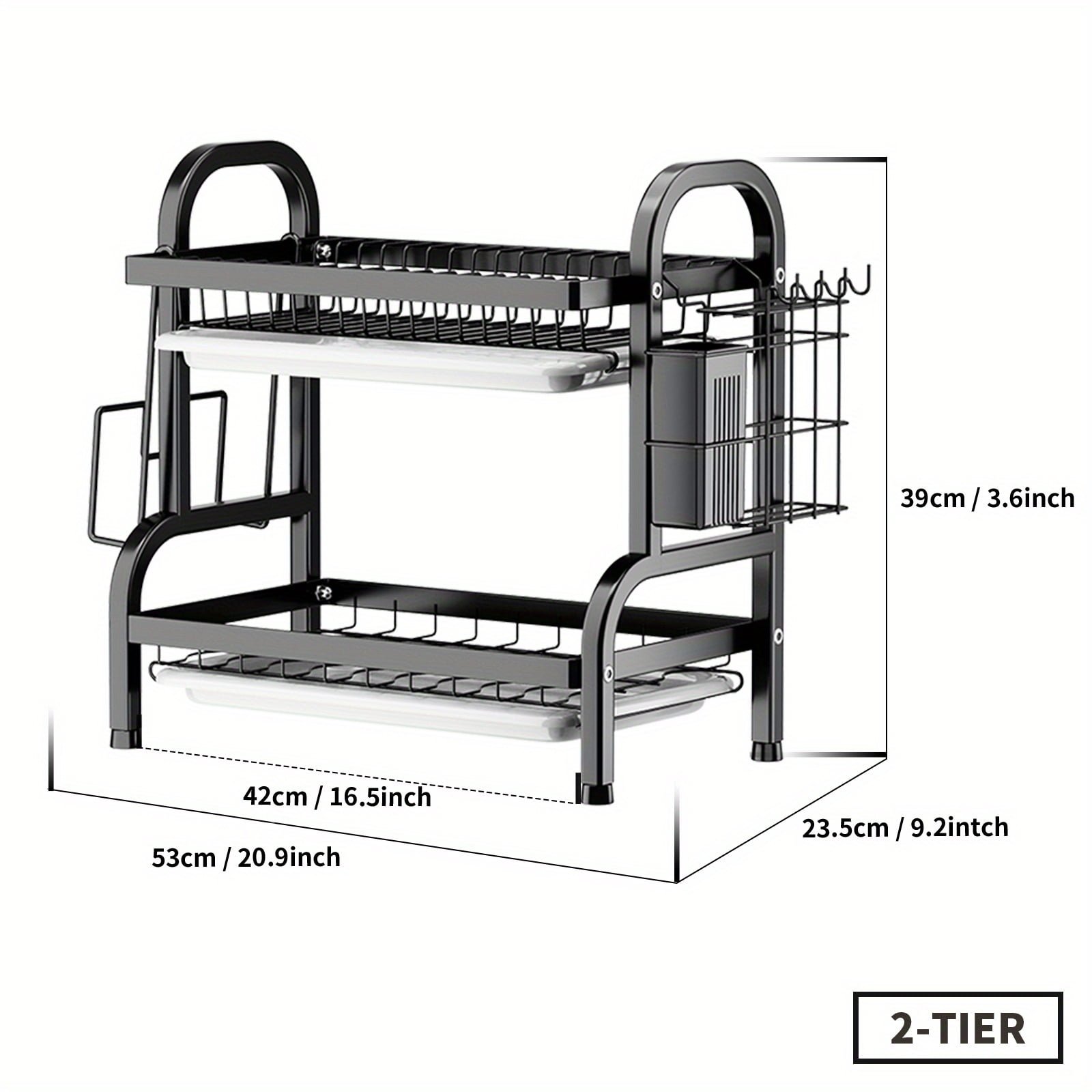 3 Tier Dish Drying Rack with Cutlery Holder - Space Saving Kitchen ...