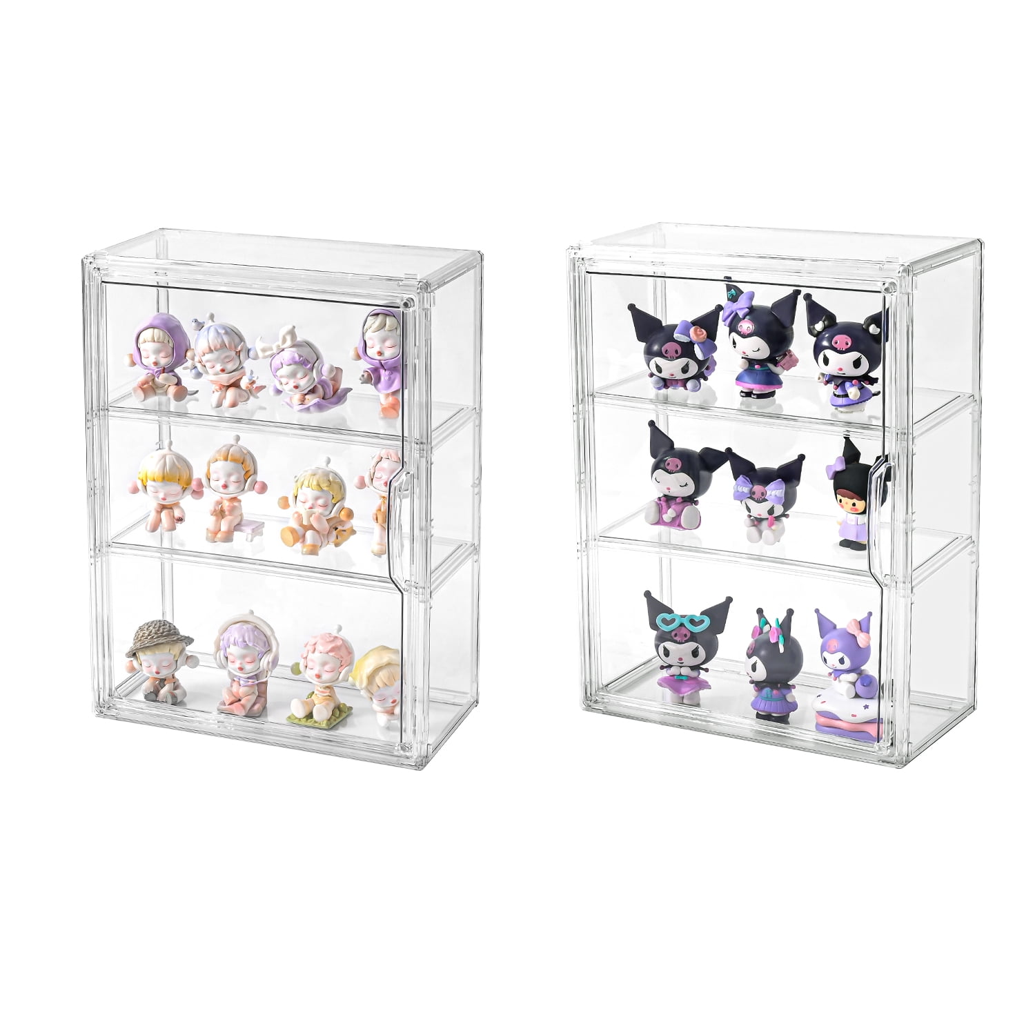 3 Tier Display Case for Collectibles,Clear Display Box with 2 Movable ...