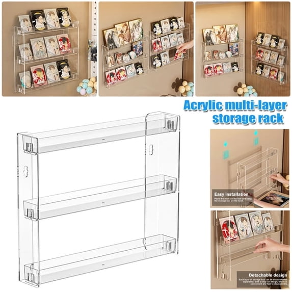 3 Tier Display Rack, Clear Paint Rack Wall-Mount (No Drill), Acrylic ...