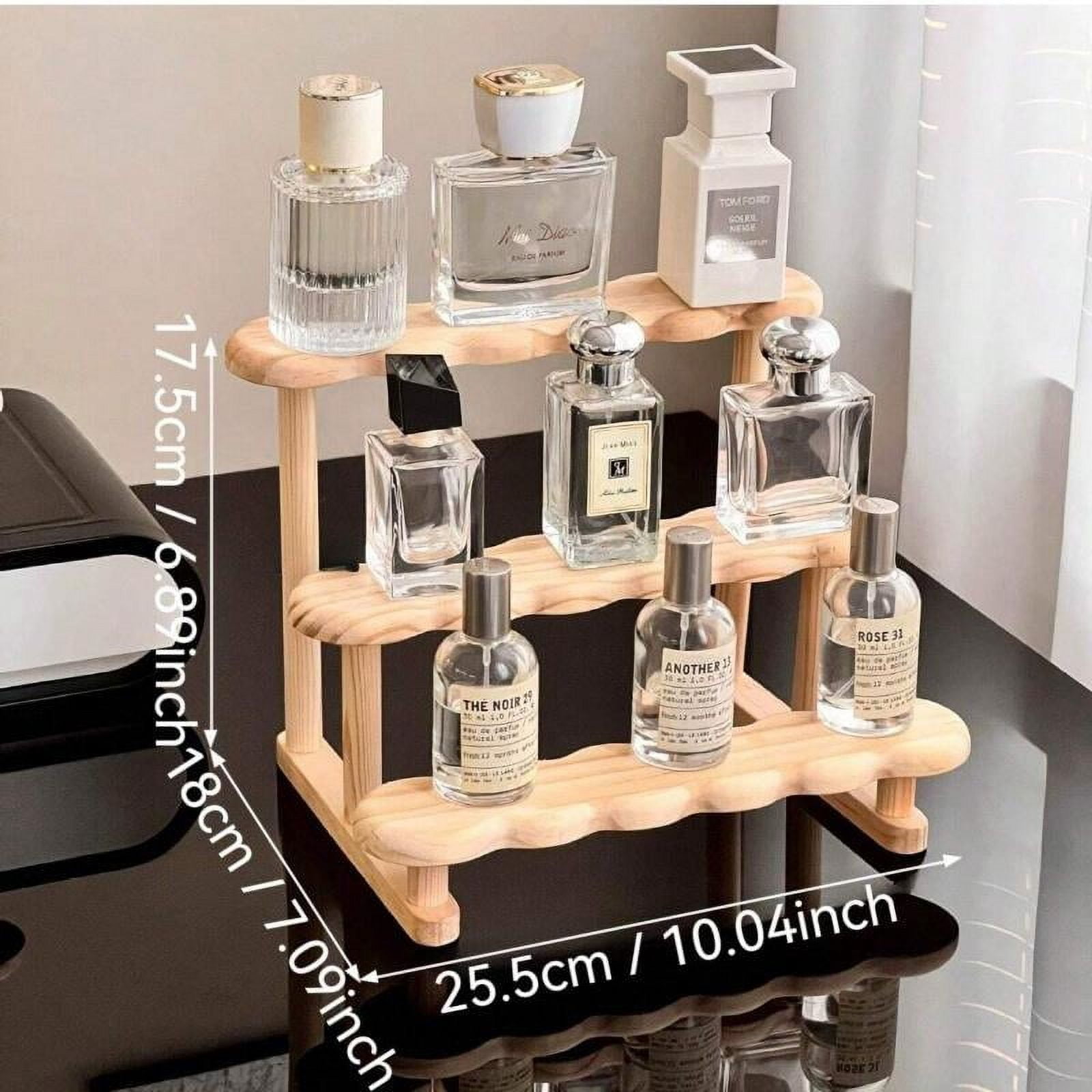 3 Tier Display Riser Stand Wooden Shelf for Perfume Organizer Perfume ...
