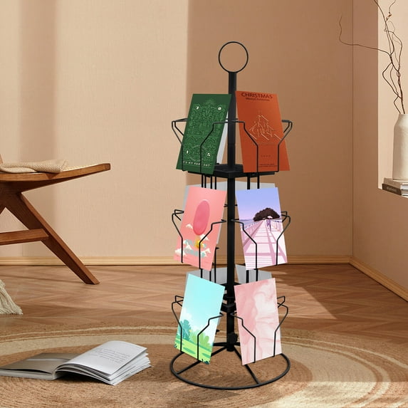 3 Tier Display Stand With 12 Card Pockets Rotating Greeting Card Rack ...