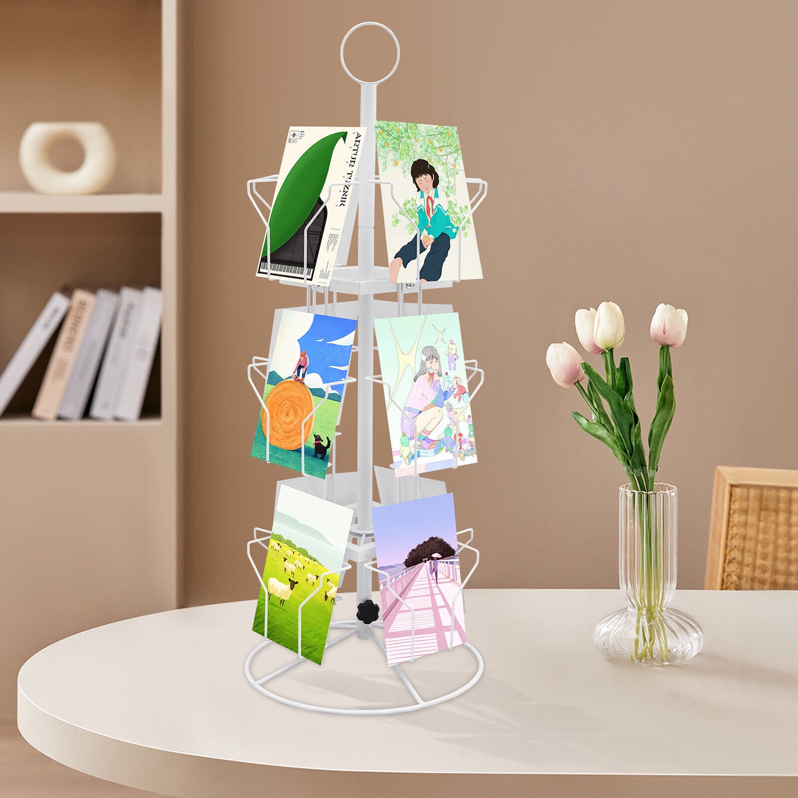 3 Tier Display Stand With 12 Card Pockets Spinning Floor Stand, Pocket ...