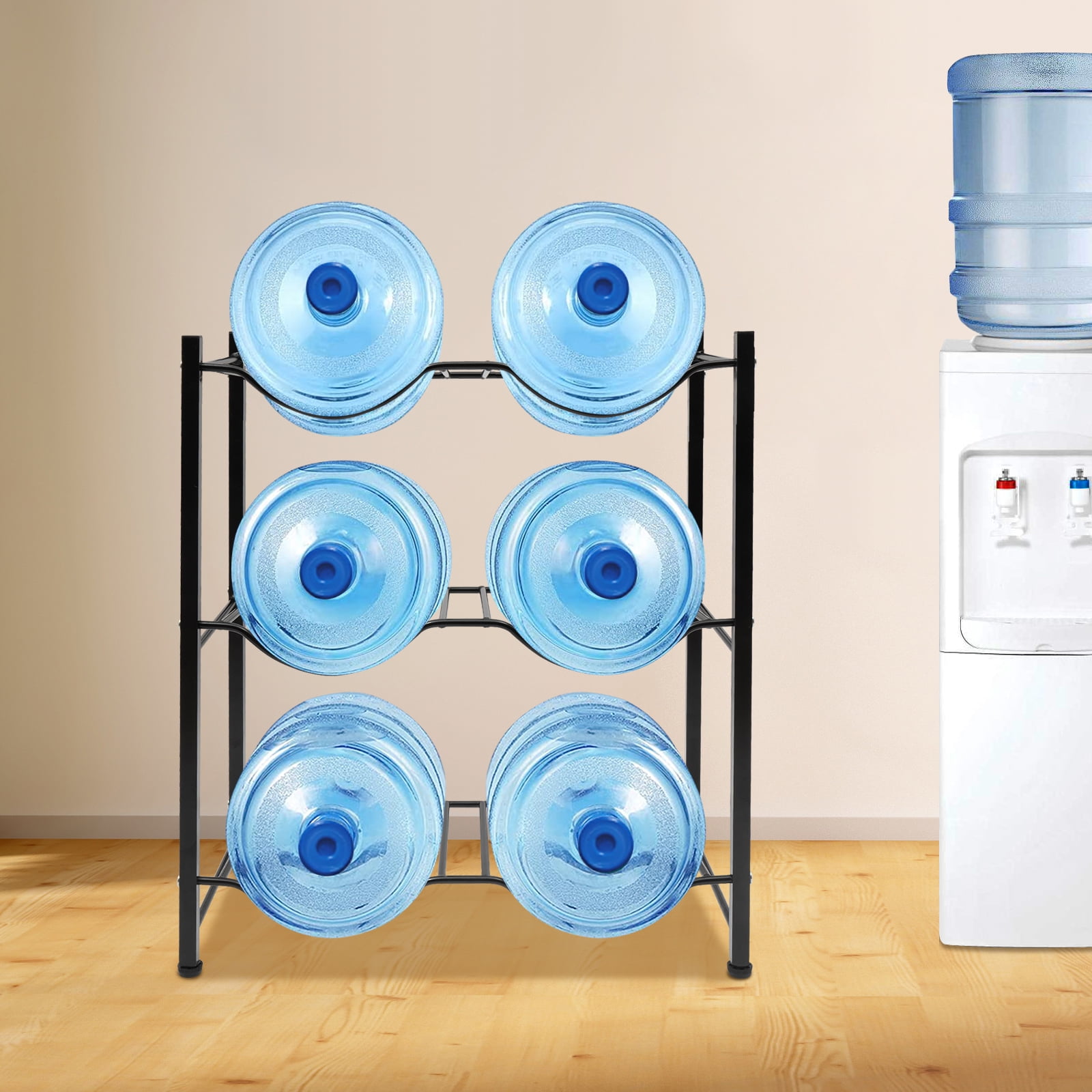 3-Tier Double Rows Water Bottle Rack Floor Standing Steel Display ...