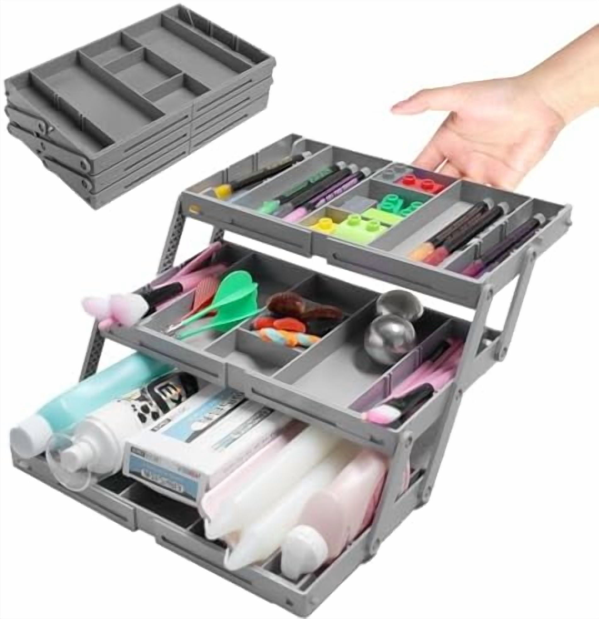 3 Tier Drawer Organizer Multi Level Collapsible Expandable Desk ...
