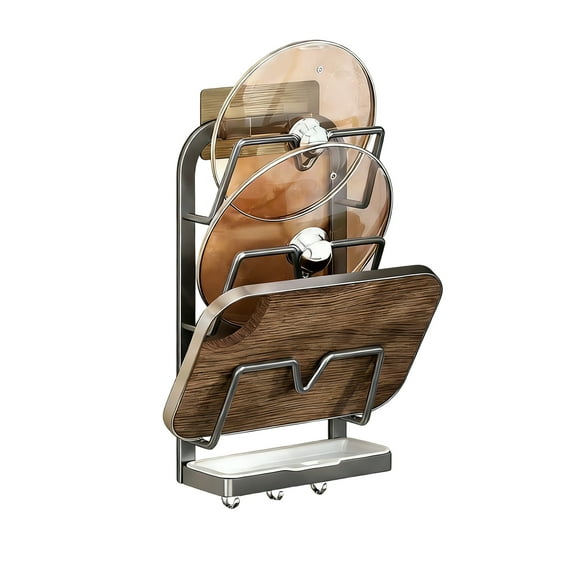 3 Tier No Drilling Pot Lid Organizer Rack, Wall-Mounted Pot Lid Holder ...