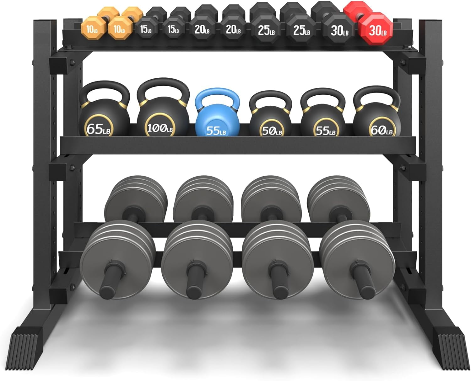 3-Tier Dumbbell Rack 1200LB Capacity Adjustable Weight Rack for Home ...