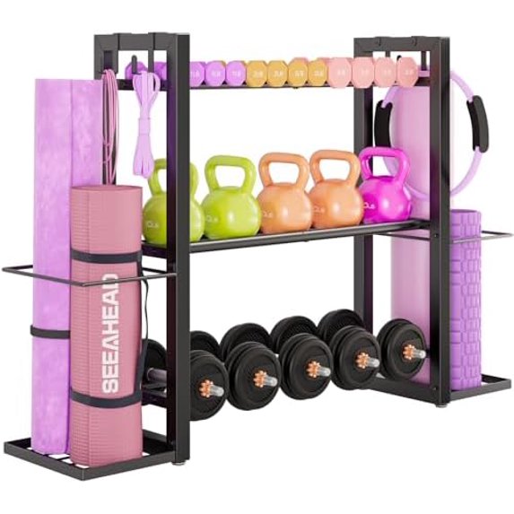 3-Tier Dumbbell Rack: Heavy-duty metal (multi-purpose gym storage), 218 ...